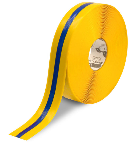 2" Yellow Tape with Blue Center Line – Industrial Floor Tape